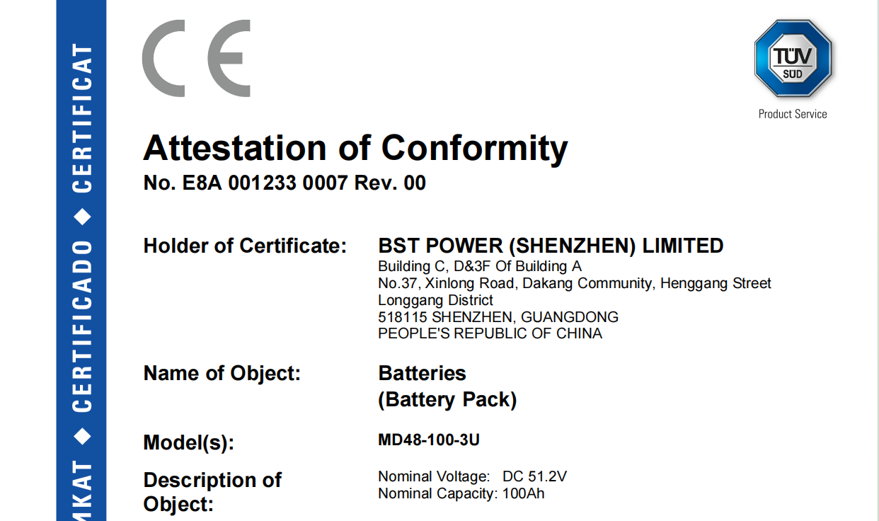 What are the certifications for BST energy storage batteries? - bstess